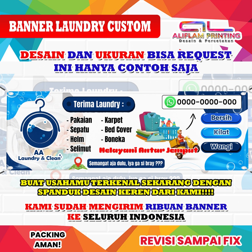 Jual CETAK BANNER SPANDUK AA LAUNDRY COSTUM | GRATIS DESAIN | Revisi Sampai Fix | Shopee Indonesia