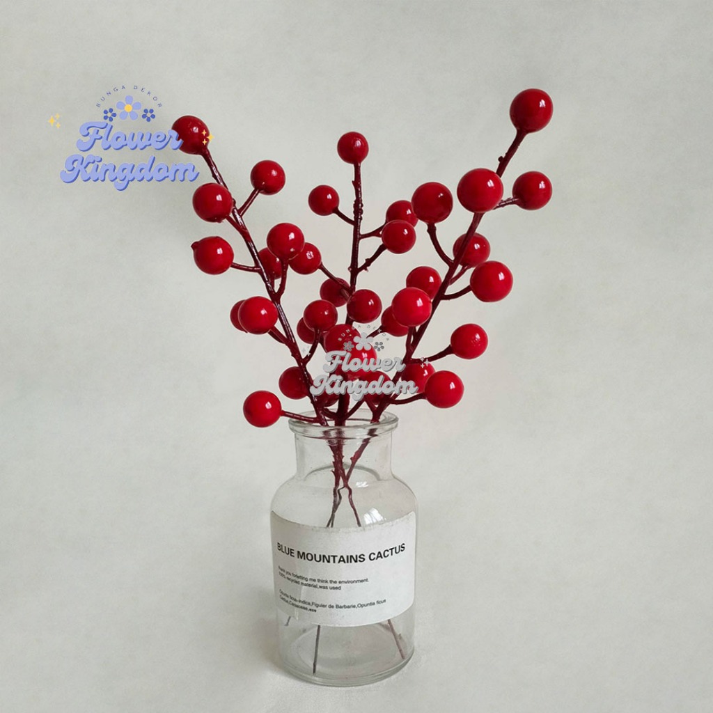 Jual Bunga Holly Flower Bunga Cherry Red Bean Bunga Natal New Year ...