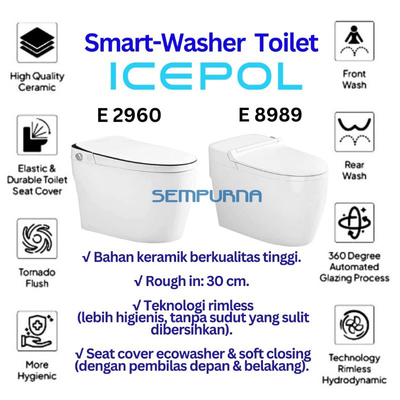 Jual Kloset closed duduk intelligent toilet White putih smart washer ...