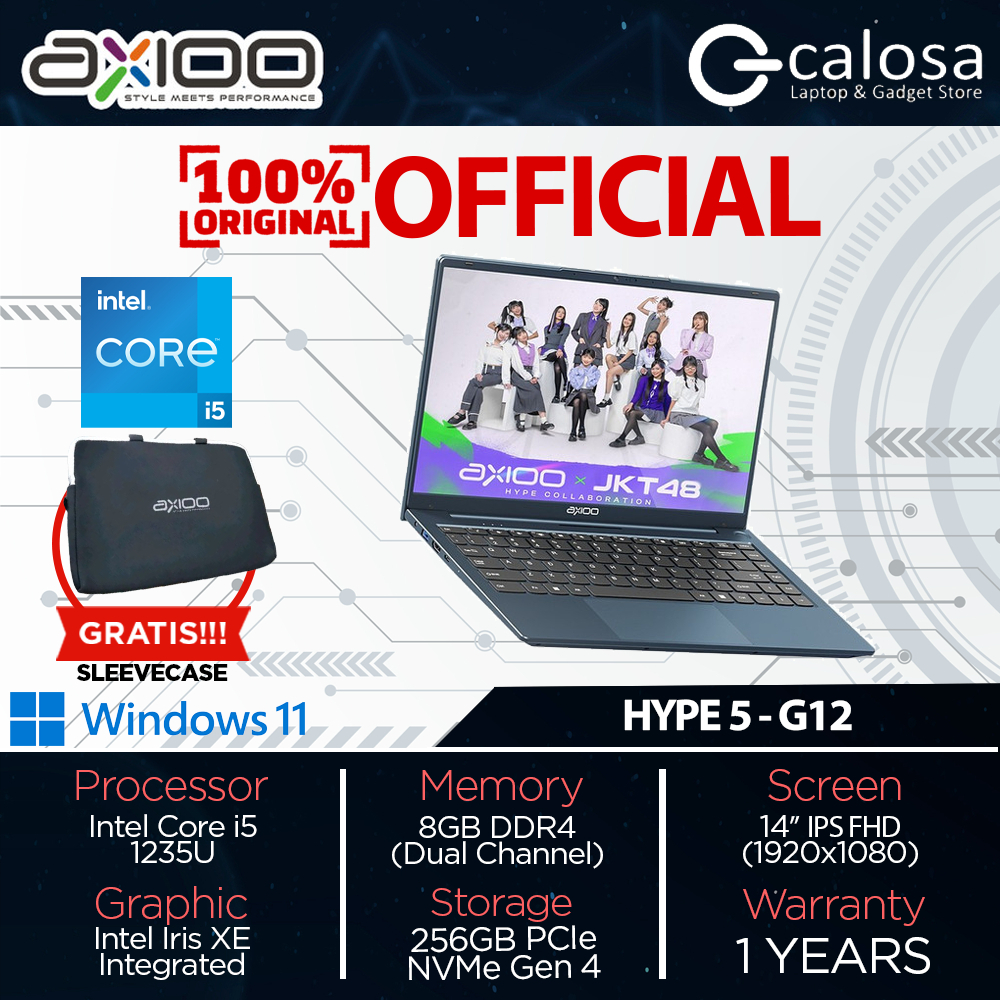 Jual Axioo MyBook Hype 5 G12 Intel Core i5 gen 12 i5-1235U RAM 8GB SSD 256GB FHD IPS Windows 11 ...