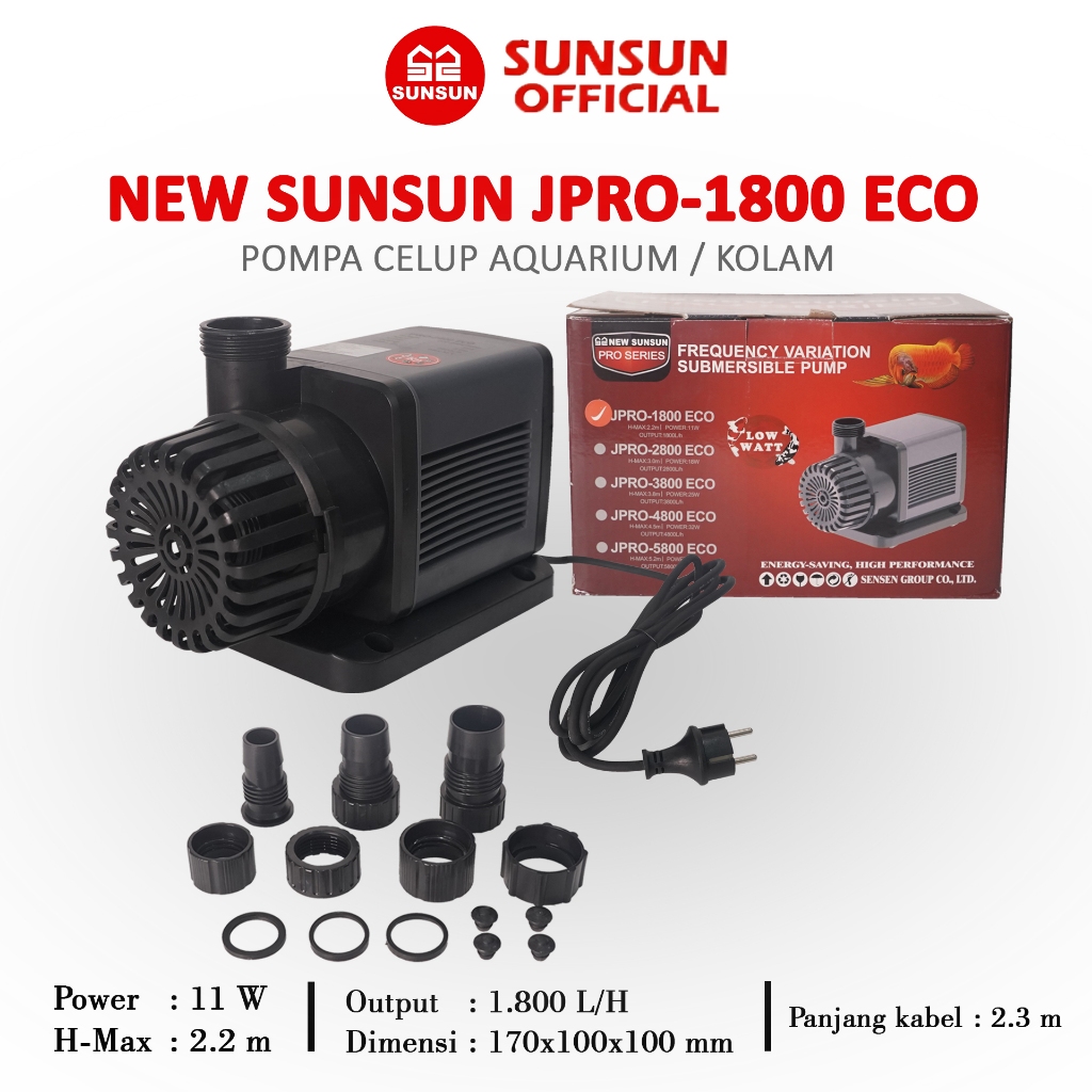 Jual NEW SUNSUN JPRO 1800/2800/3800/4800/5800 ECO Pompa Celup Kolam ...