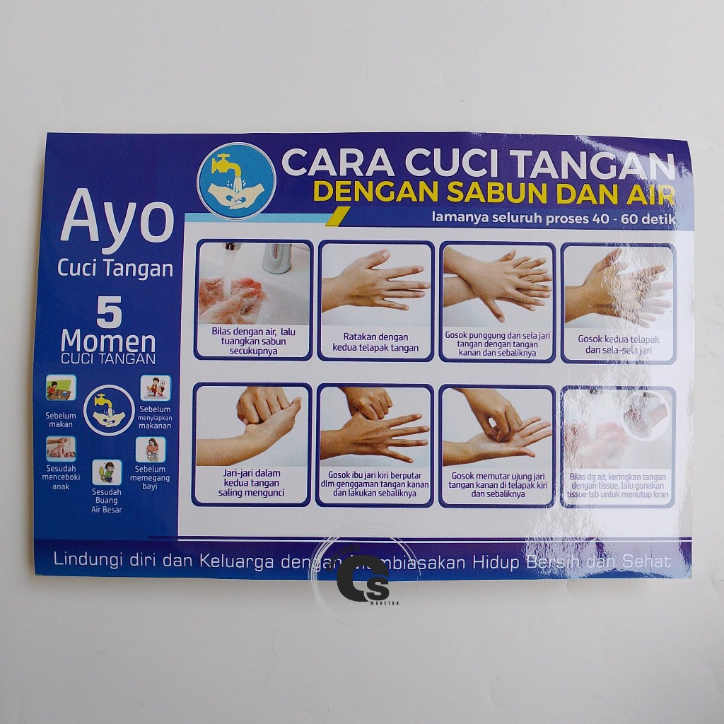 Jual Stiker Cuci Tangan Pakai Sabun - 5 Momen Cuci Tangan Rumah Tangga ...