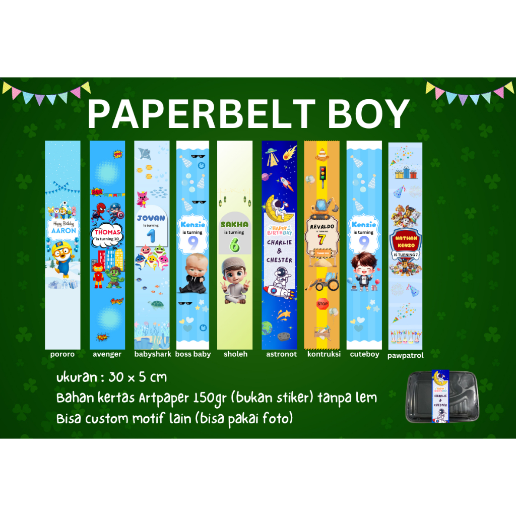 Jual Bento belt birthday | paper belt birthday |label ultah | label box nasi |Segel bento Motif ...