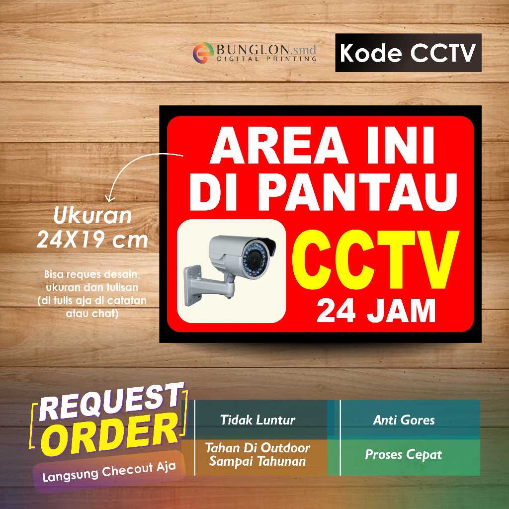 Jual STIKER AREA INI DIPANTAU CCTV 24 JAM + LAMINASI KODE CCTV MERAH | Shopee Indonesia
