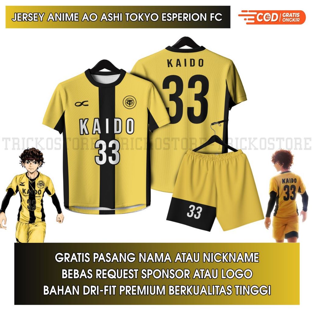 Jual JERSEY ANIME AOASHI TOKYO ESPERION FC GRATIS PASANG NAMA DAN NOMOR ...
