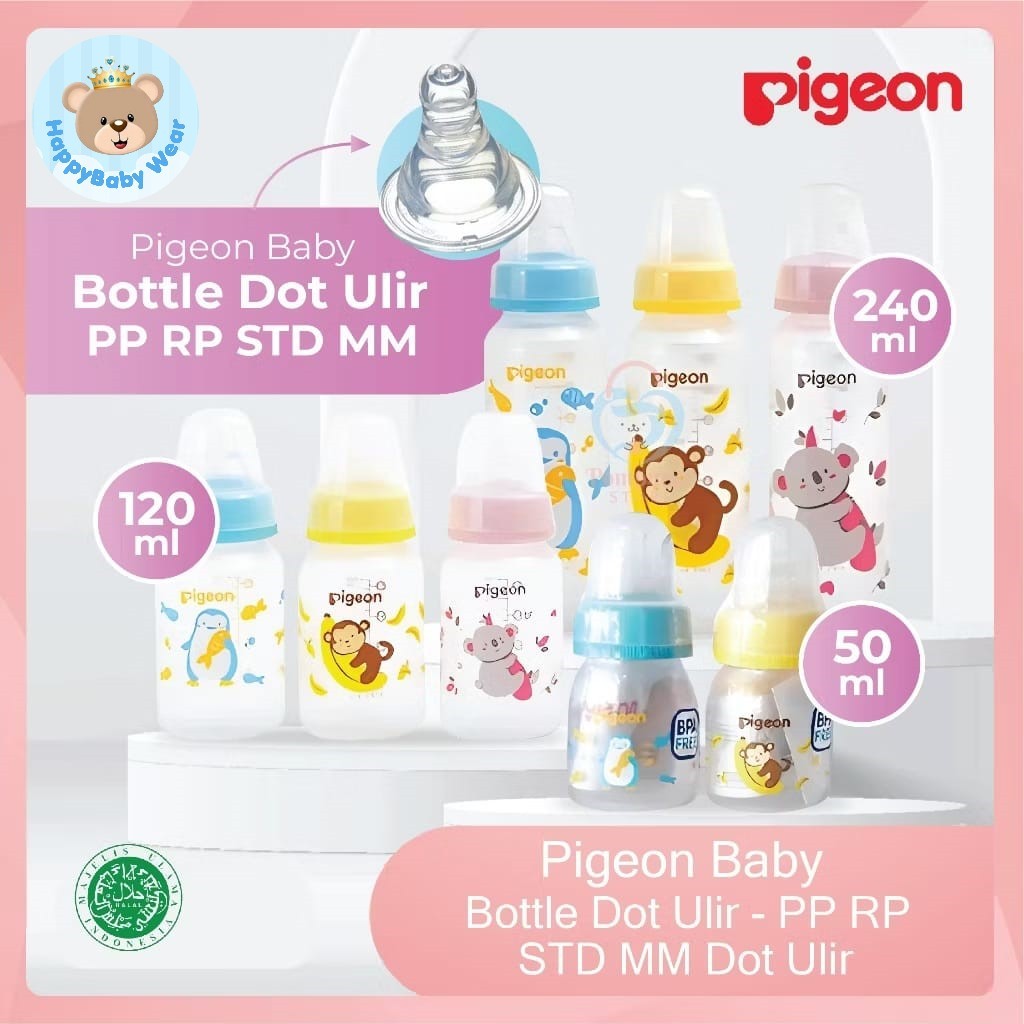 Jual PIGEON Botol Standard Peristaltic Nipple PP RP MM 50ml 120ml 240ml ...