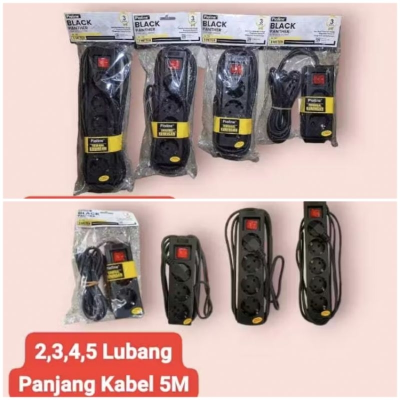 Jual StopKontak + Kabel + Saklar Premium Black Phanter Panjang Kabel 5 ...