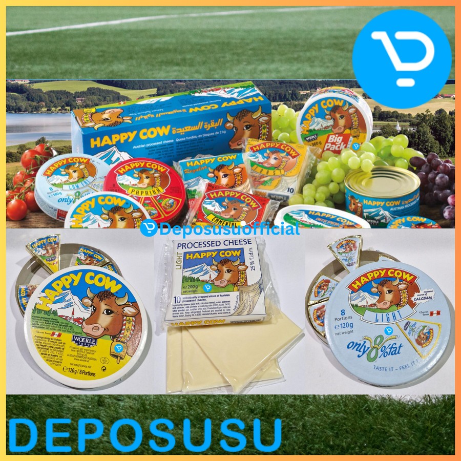 Jual Happy Cow Cheese Keju Austria Triangles 8 portion Cheddar Reguler ...