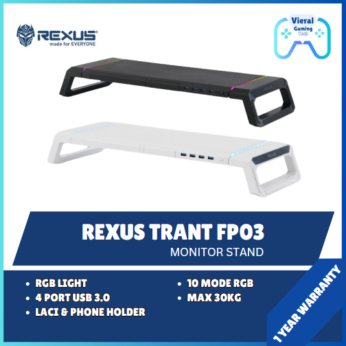 Jual Rexus FP03 FP-03 Trant Monitor Stand RGB LED with USB 3.0 | Shopee Indonesia