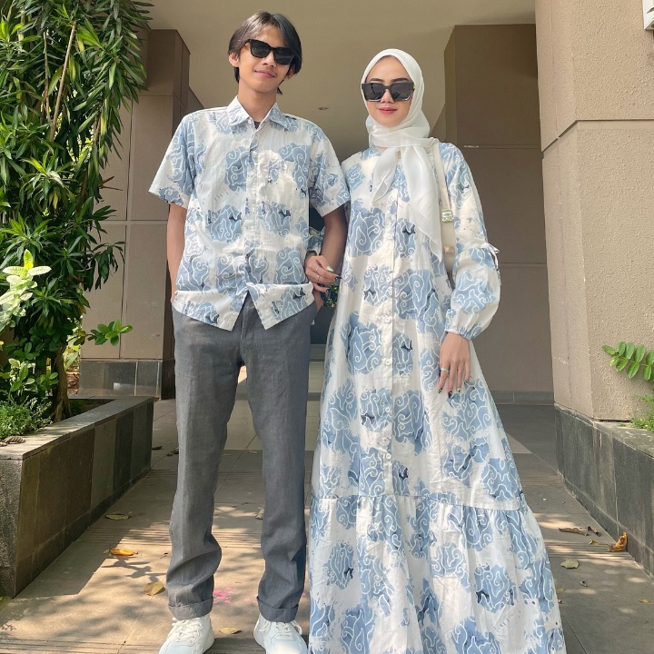Jual BATIK TRUSMI Set Couple Dress dan Kemeja Batik Motif Mega Mendung ...