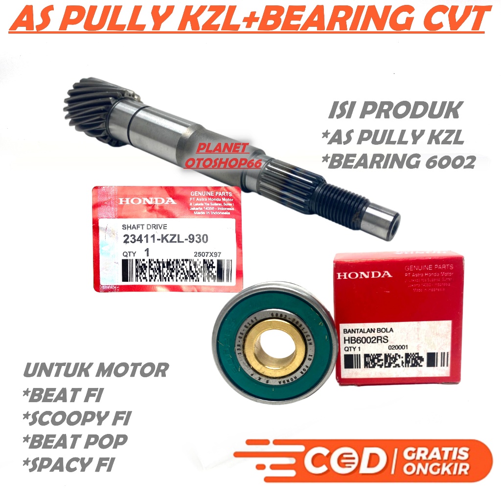 Jual PAKET AS PULLY+BEARING BAK CVT BEAT FI SCOOPY FI SPACY FI BEAT ...