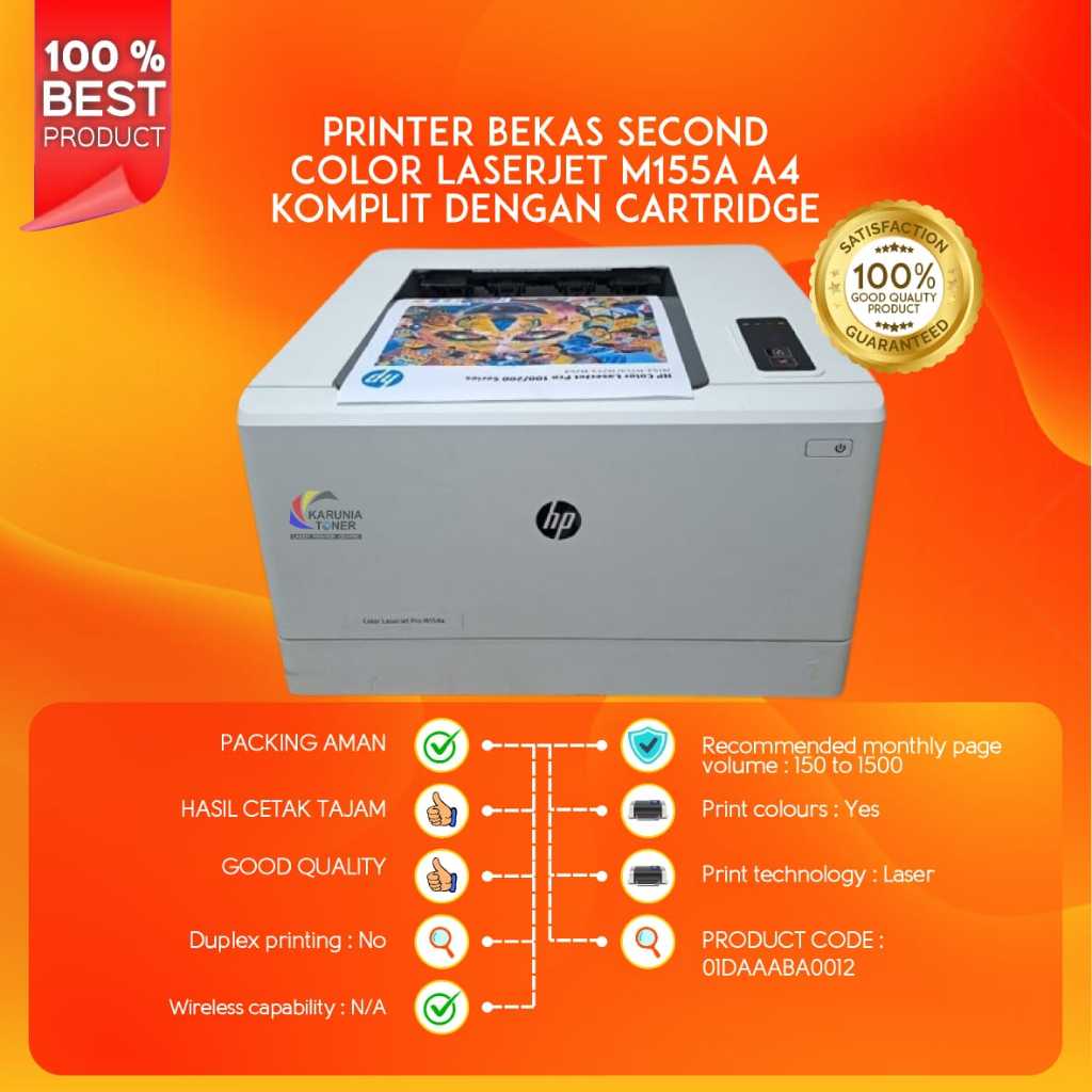 Jual Printer bekas second Color Laserjet M155a a4 komplit dengan ...