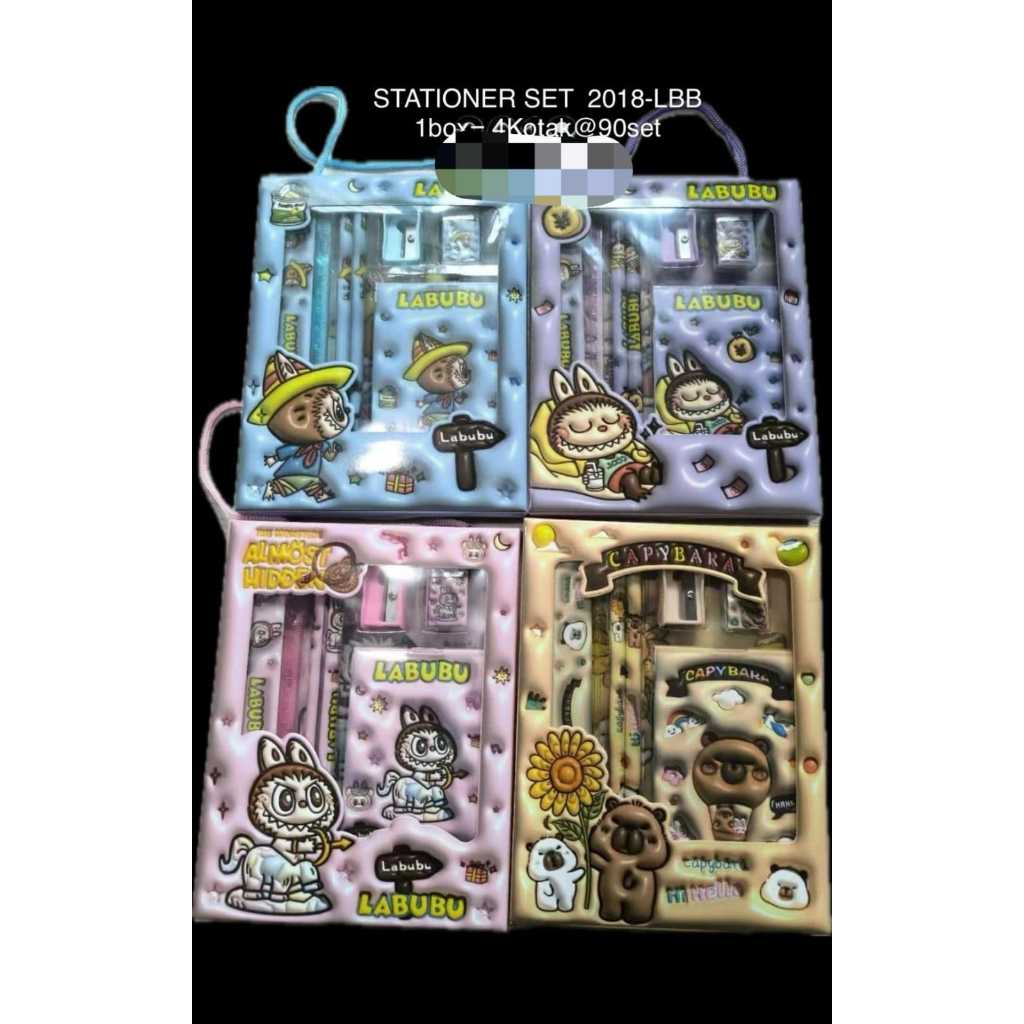 Jual study set labubu / capybara lbb 2018 isi memo pensil penggaris ...