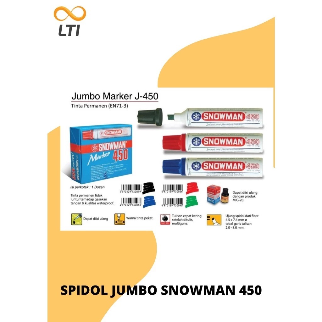 Jual [ ECER ] Spidol Snowman Permanen Jumbo J 450 - MURMER | Shopee ...