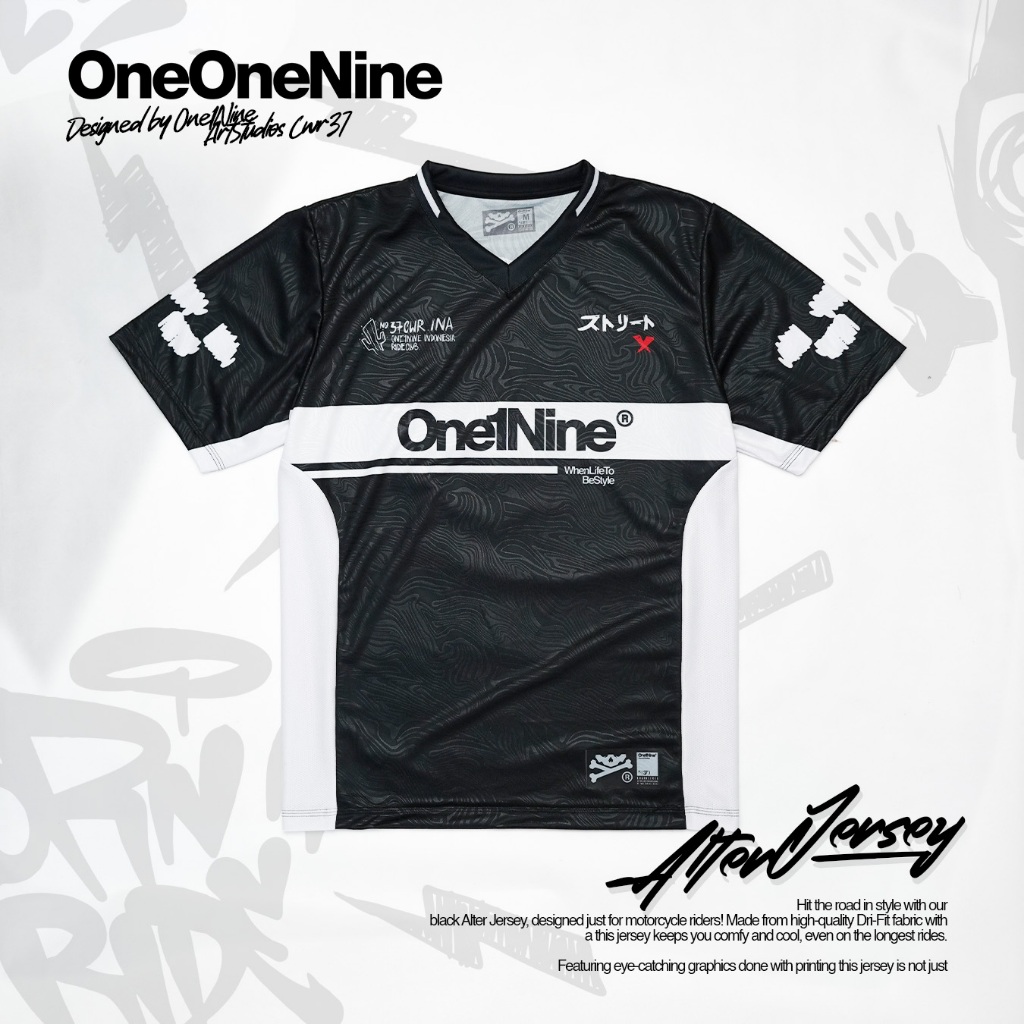 Jual Oneonenine Ksr Jersey Alter Black White Series - Jersey Lengan ...