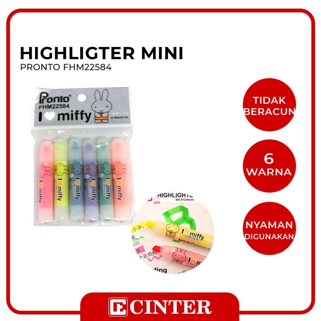 Jual PRONTO - STABILO / HIGHLIGHTER MINI MIFFY 6 WARNA FHM22584 ...