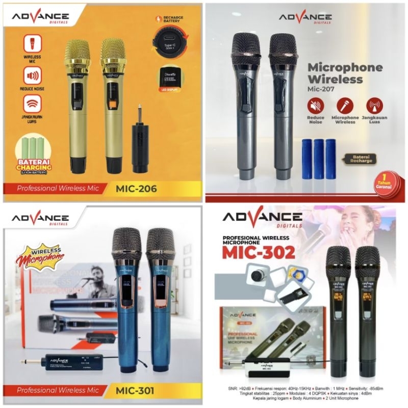 Jual Mikrophone Wireless Advance 2 Buah Mic Model MIC 206 Dan MIC 207 ...