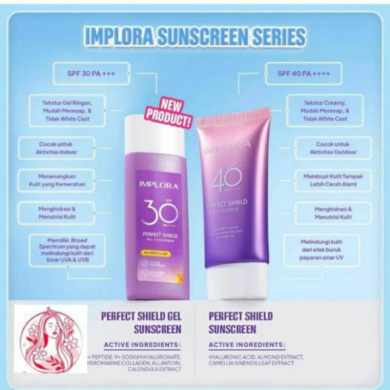 Jual Implora Gel Sunscreen spf 30 / 40 Implora Perfect Shield Sunscreen SPF 40 PA ...