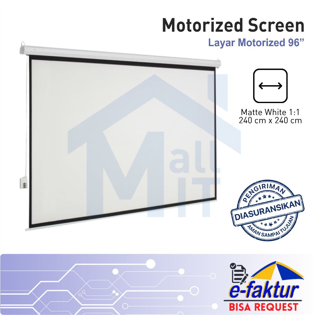 Jual MALLIT Layar Motorized Projector Screen 96 X 96 INCH (2.4 m x 2.4 ...