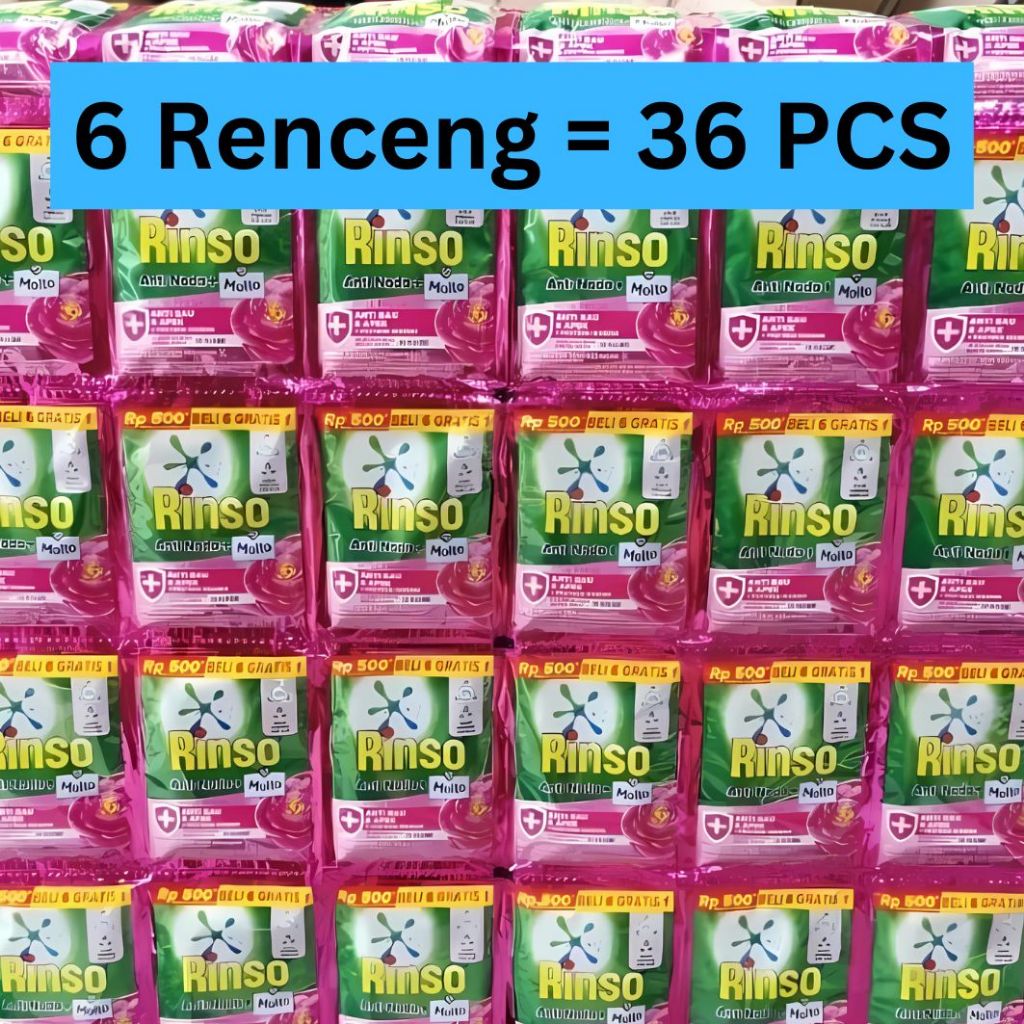 Jual PAKET 6 RENCENG 500an 36 PCS Rinso Renceng 18ml isi 36 sachet Anti ...