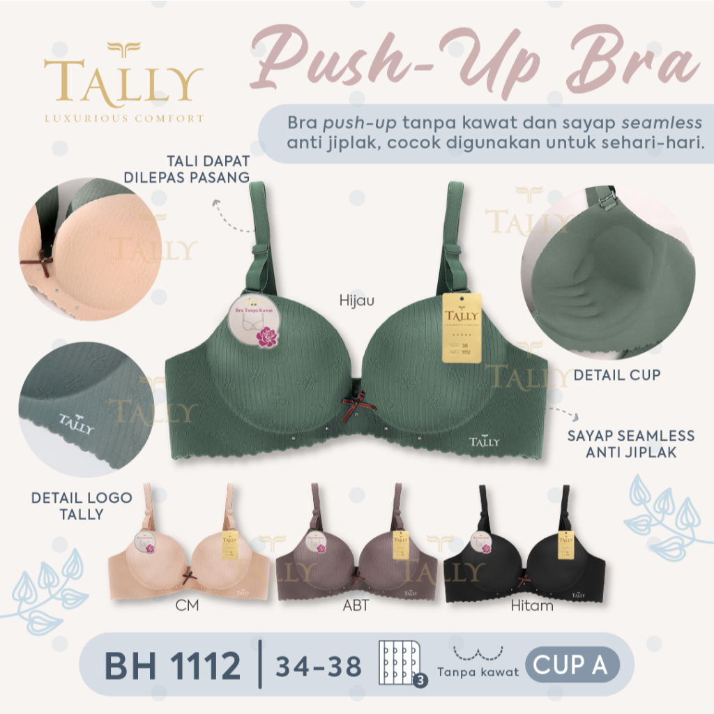 Jual Bh Bra BUSA TEBAL Tally 1112 , 1113 , 8863 (Cup A) Push Up Tanpa ...