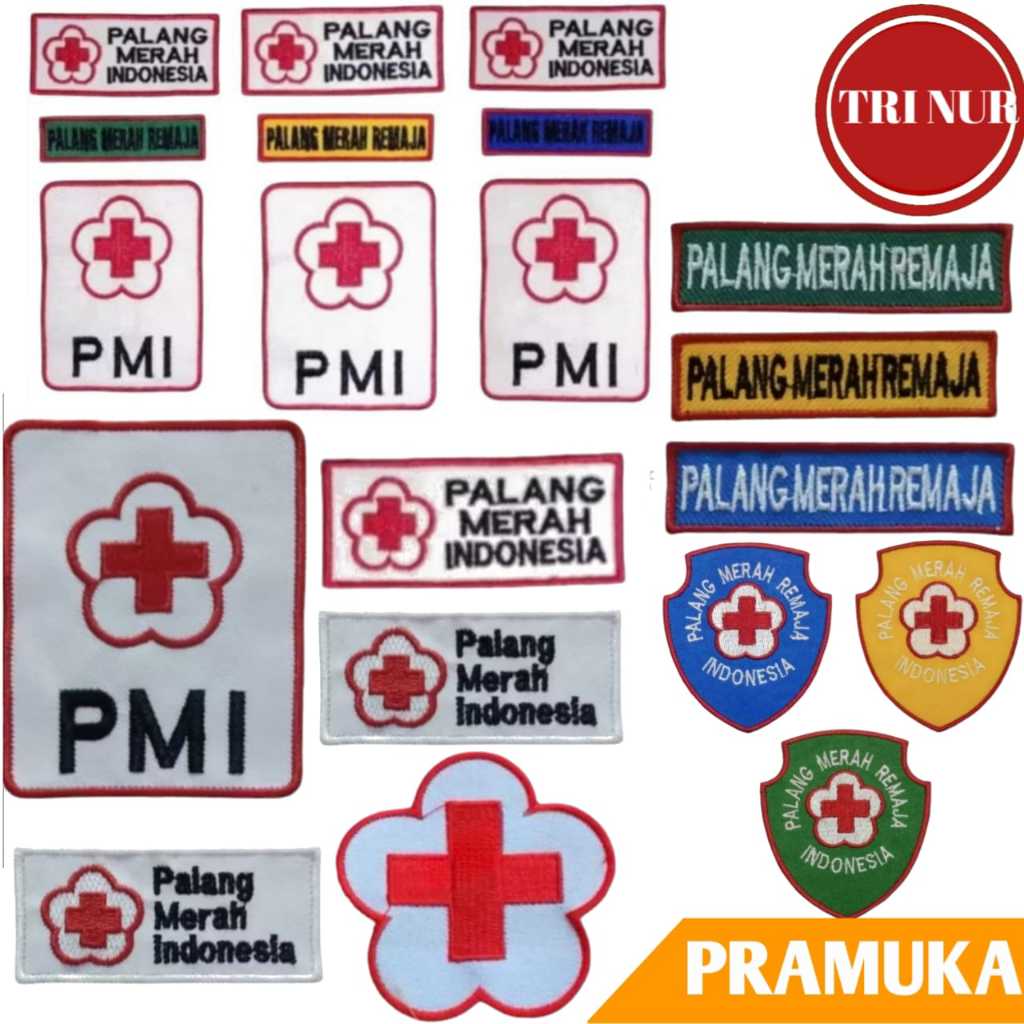 Jual Badge Logo PMI Bordir SD SMP SMA / Bedge Palang Merah Indonesia ...