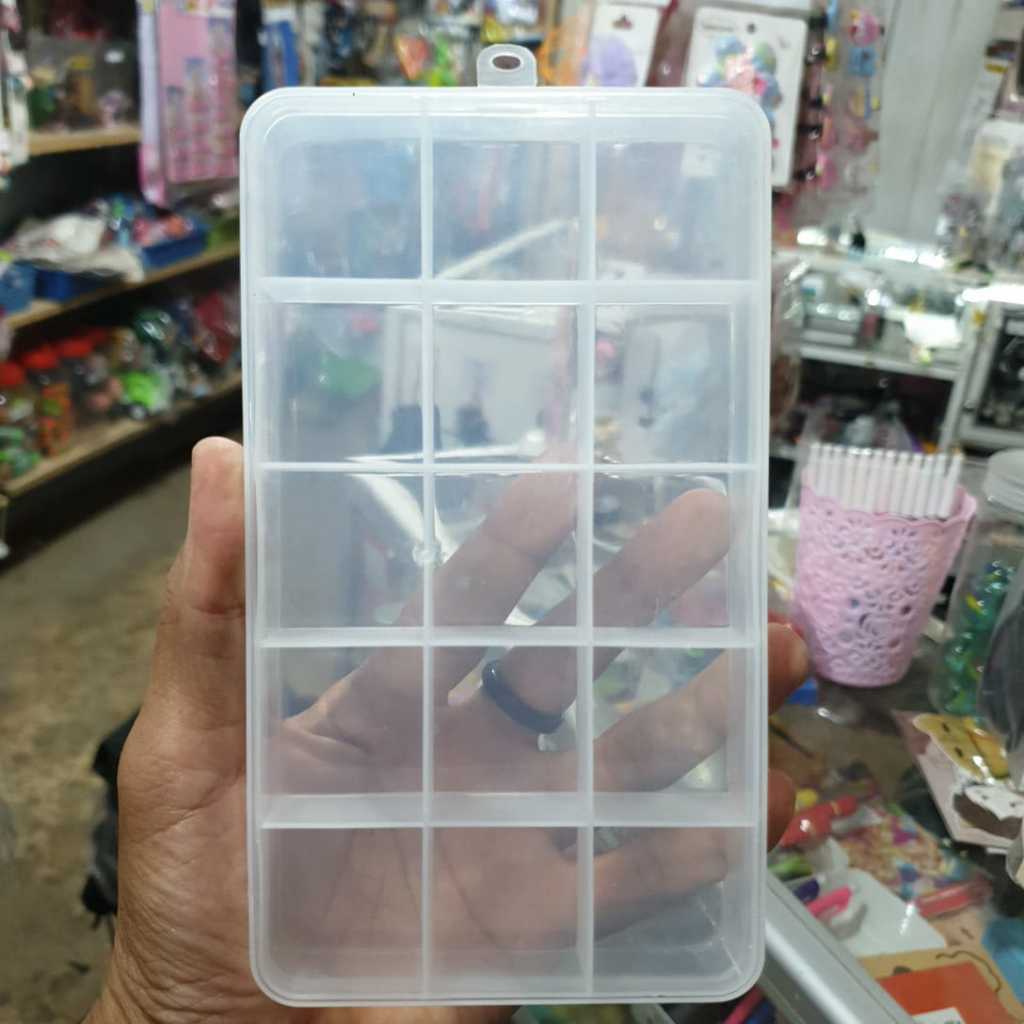 Jual Kotak Sekat Akseseoris, Pernak Pernik, Pancing, Perkakas, 15 Sekat Putih Transparan ...