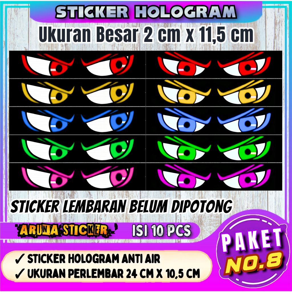 Jual 10 PC STIKER STROBO MATA MINIATUR BUS Bahan Hologram Anti Air ...