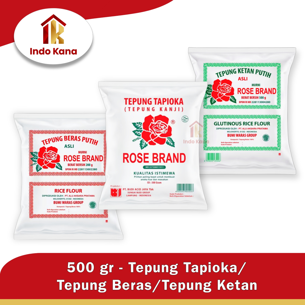 Jual Tepung ROSE BRAND Tapioka (Kanji)/Tepung Beras/Tepung Ketan 500 gr ...