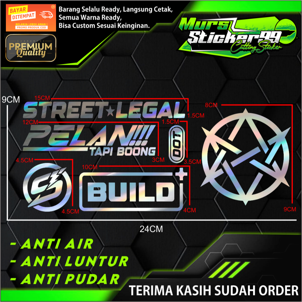 Jual Sticker Cutting PAKET 6 IN 1 STREET LEGAL BINTANG V1 PELAN TAPI ...