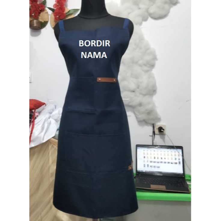 Jual apron GRATIS BORDIR NAMA afron barista celemek dapur masak baju ...