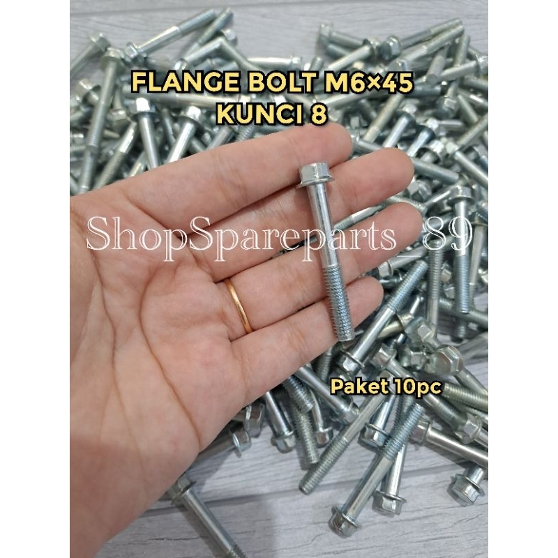 Jual [ 10 PCS ] K8 BAUT FLANGE BOLT BLOK MESIN CVT M6×45 KUNCI 8 PUTIH | Shopee Indonesia