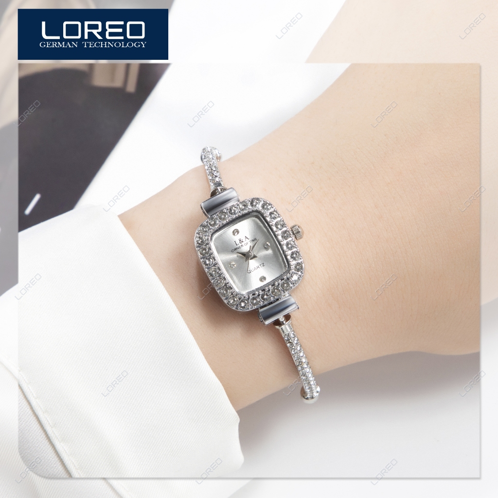 Jual Loreo - Jam Tangan Serut Dial Kotak Analog Watch Wanita Bahan ...