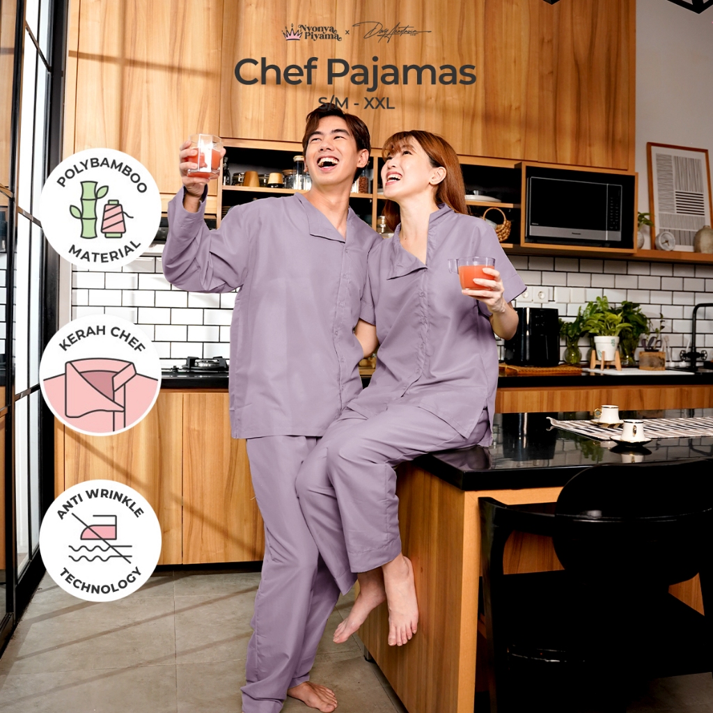 Jual Chef Pajamas Nyonya Piyama X Devy Anastasia Couple Set Baju ok / seragam (Fiber) | Shopee ...