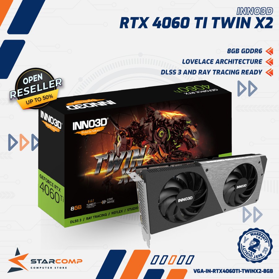 Jual INNO3D GeForce RTX 4060 Ti TWIN X2 8GB GDDR6 128-bit VGA RTX4060TI | Shopee Indonesia