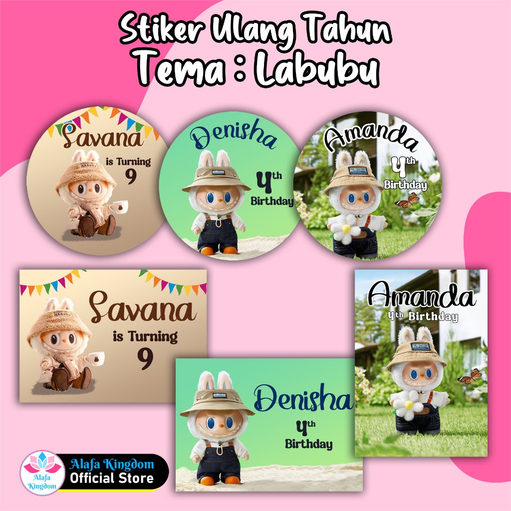 Jual Alafakingdom Stiker Ulang Tahun Custom Tema Labubu | Shopee Indonesia