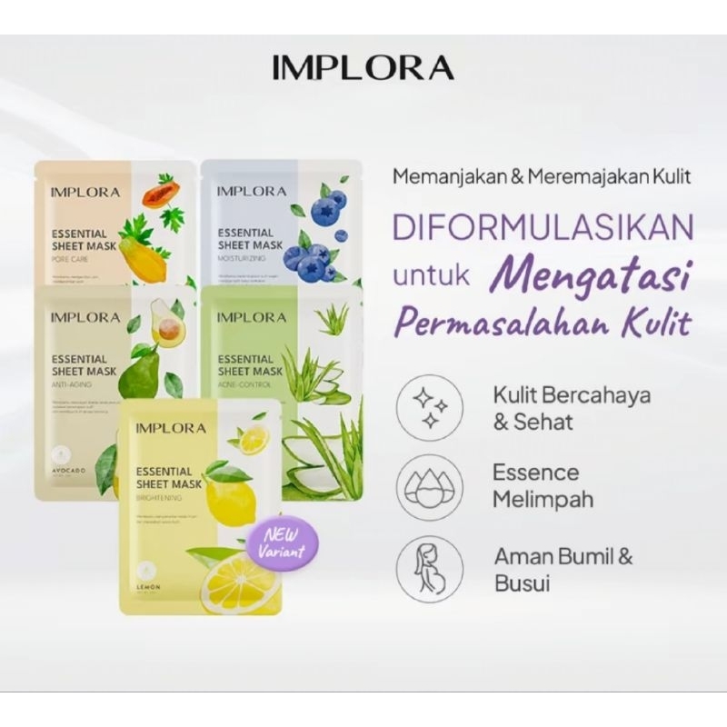 Jual Implora Essential Sheet Mask | Shopee Indonesia