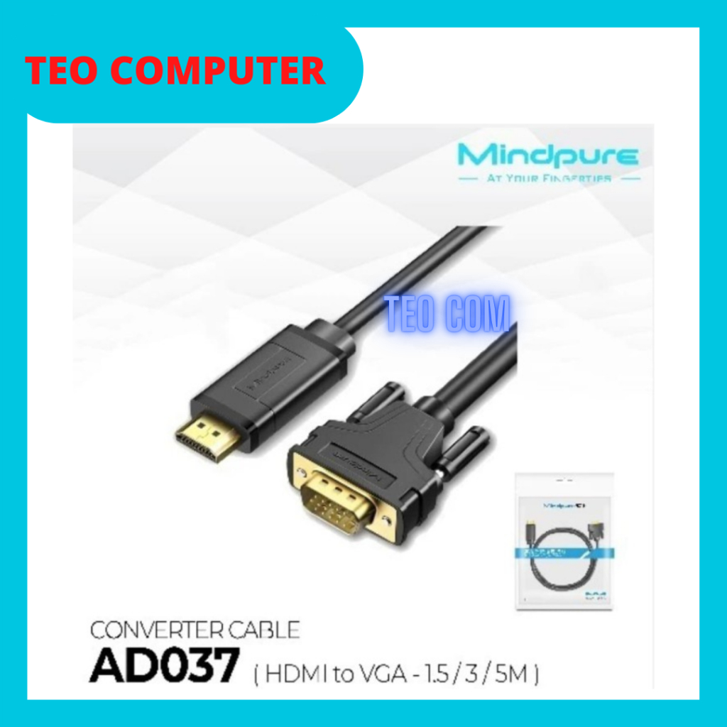 Jual KABEL HDMI TO VGA MINDPURE 1,5M / HDMI TO VGA / CONVERTER HDMI TO ...