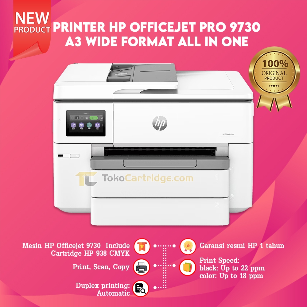 Jual Printer HP Officejet 9730 All-In-One Print Scan Copy WiFi Fax ADF Pengganti 7740 Printer ...