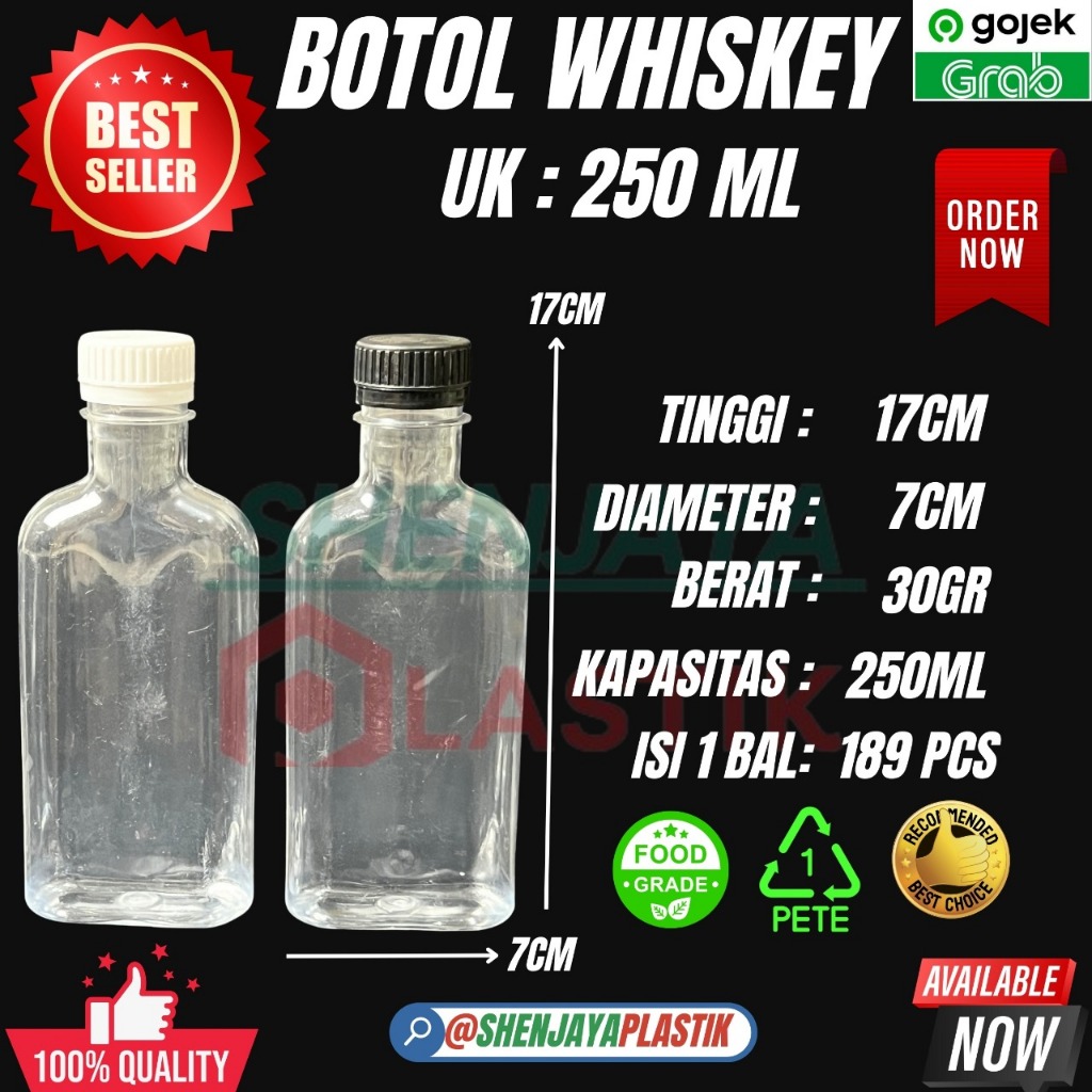 Jual BOTOL BENING WHISKEY UKURAN 250ML| ISI 189PCS/BALL | Shopee Indonesia
