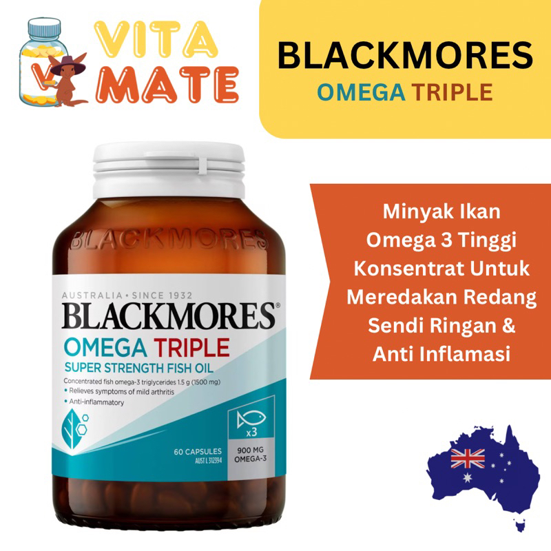 Jual Blackmores Omega Triple Super Strength Fish Oil / Minyak Ikan [60 Kapsul] | Shopee Indonesia