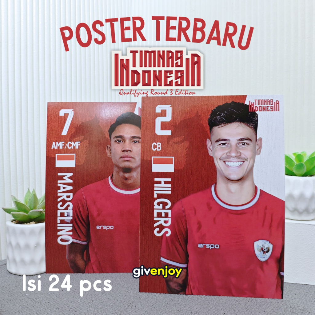 Jual POSTER TIMNAS INDONESIA ISI 24 LEMBAR HIASAN DINDING BOLA UKURAN ...