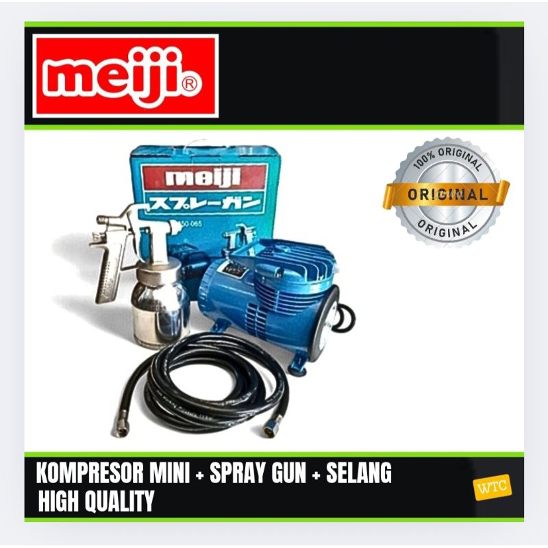 Jual Kompresor Mini + selang + Spray Gun Set Meiji Original Compresor ...