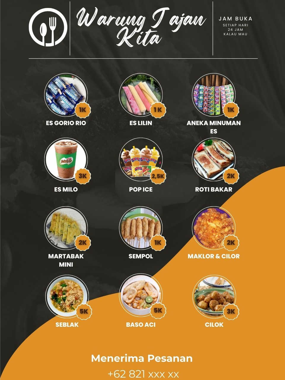 Jual Custom daftar menu kedai jajan & warung makan | Shopee Indonesia