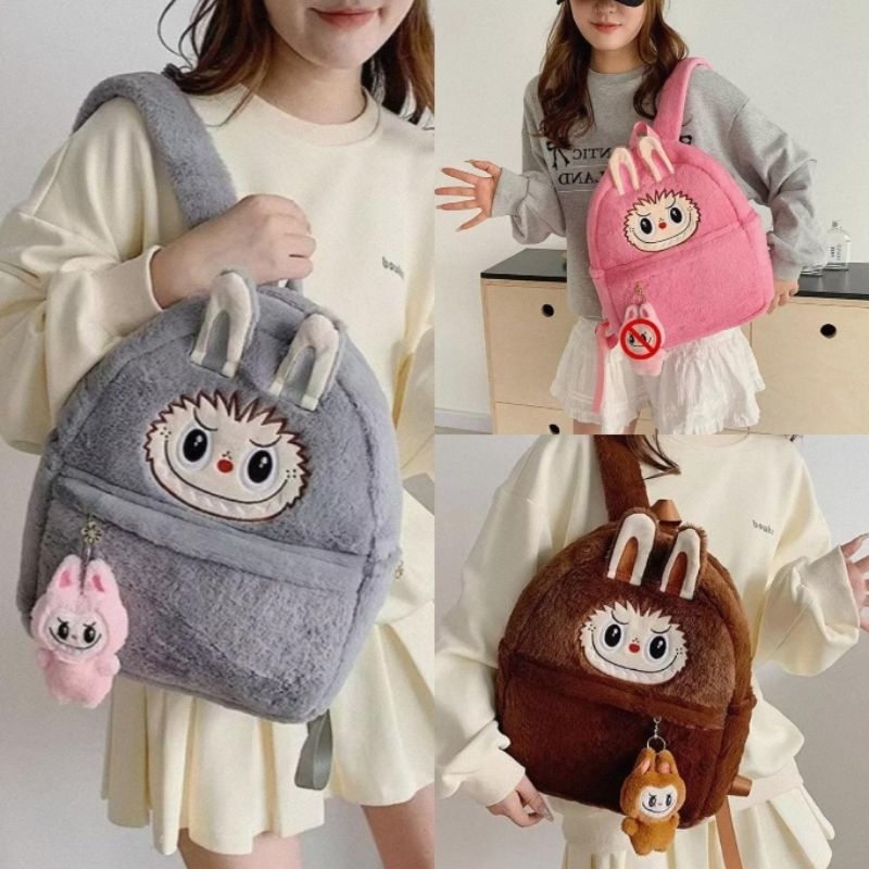 Jual Tas Ransel Anak Perempuan Karakter Boneka Labubu Fashion Terbaru Bahan Bulu Halus Tas ...