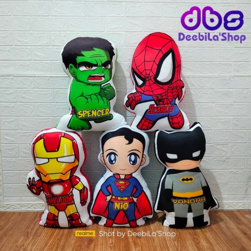Jual BONEKA BANTAL AVANGERS CUSTOM NAMA / BONEKA SPIDERMAN SUPERMAN ...