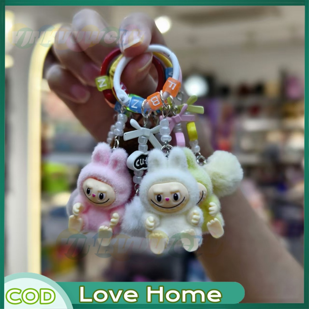 Jual COD Labubu Keychain Mini Initial Gantungan Kunci Labubu Mini Huruf Alphabet 3D LABUBU ...