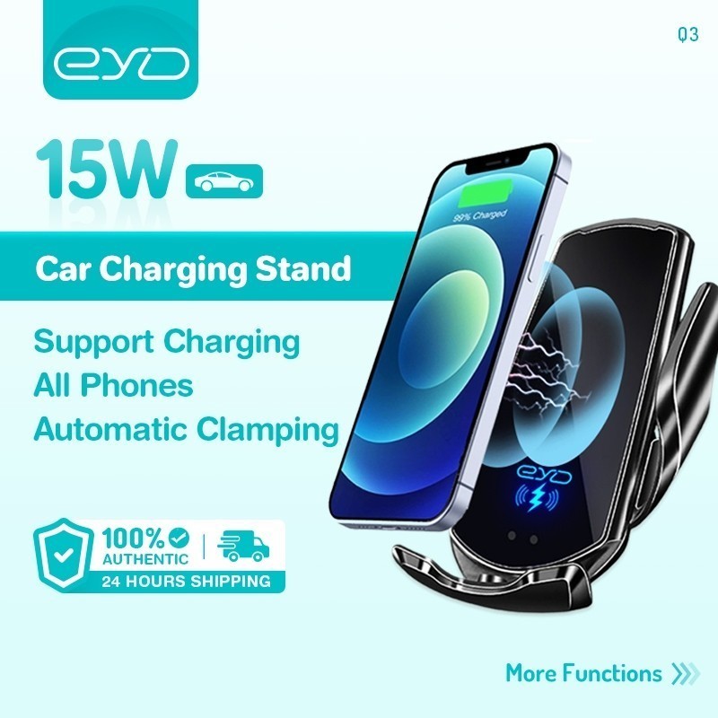 Jual EYD Q3 Car Wireless Charger Mobil Holder 15W Fast Magnetic Bottom ...