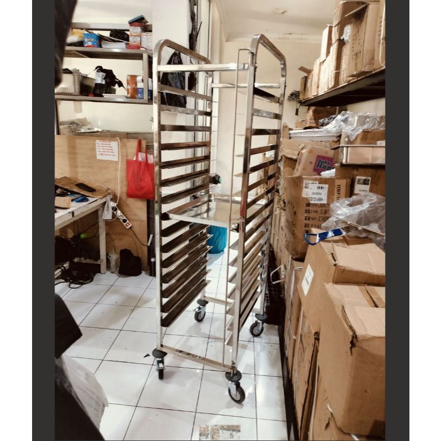 Jual Single Line Bakery Trolley - Rak Loyang Roti (60 x 40 cm) Satu ...