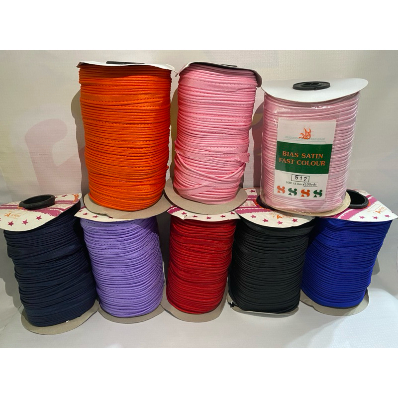 Jual Bisban Isi / Bisban Satin Isi Roll / Bias Satin Fast Colour (12Mm ...